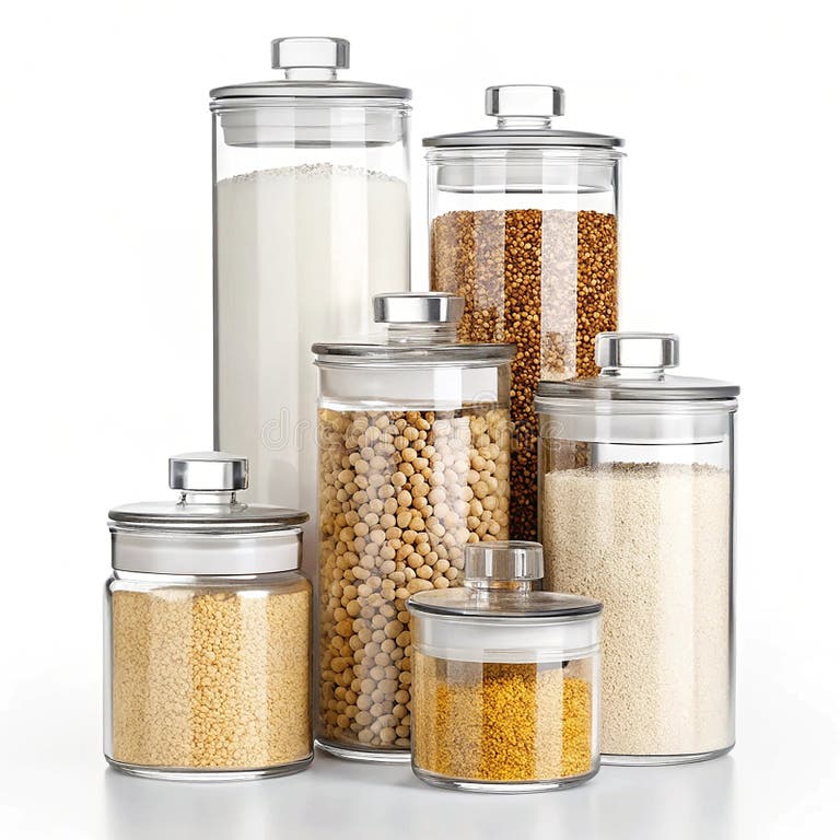 Stackable Kitchen Storage Jar Set for Dry Goods Isolated on White ...