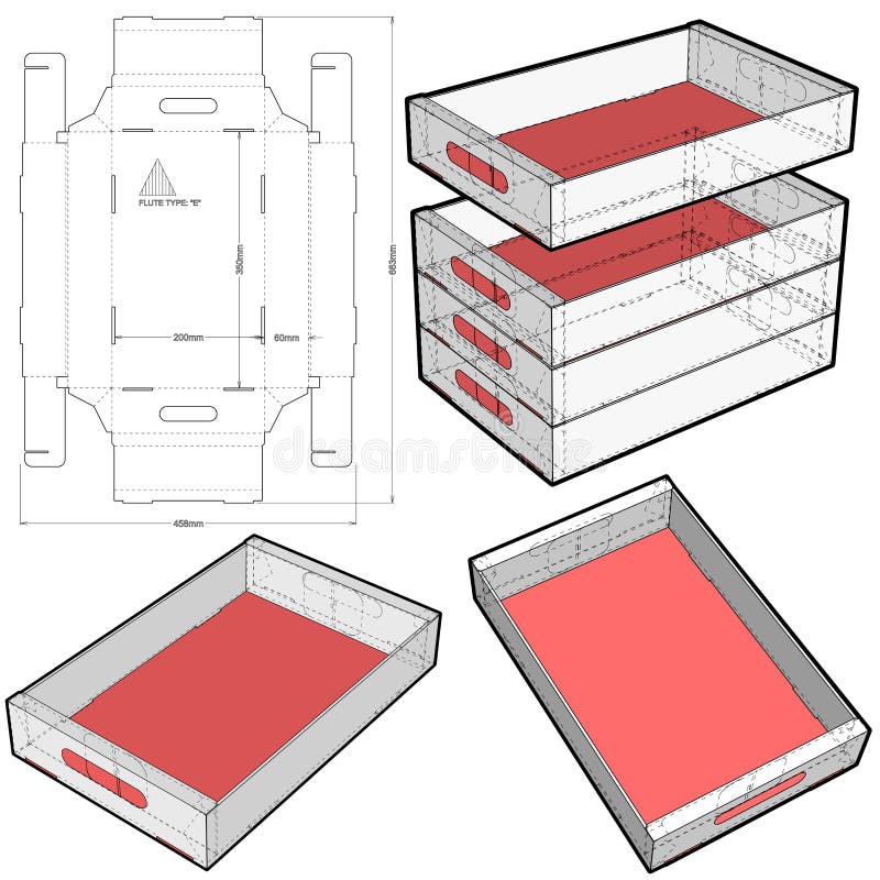 Stackable Retail Double Edge Box and Die-cut Pattern. Stock Vector ...