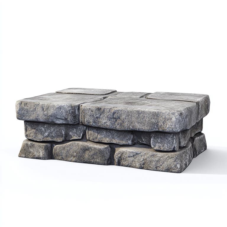 Stackable Stone Blocks. Gray Brick Rocks Isolated on White Stock ...