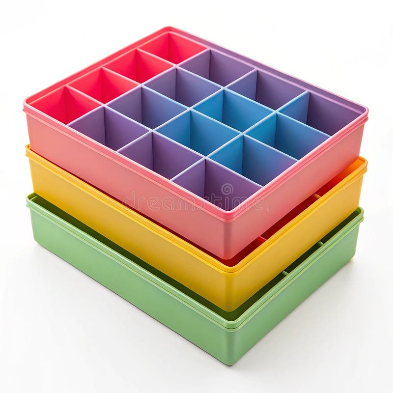 Stackable Storage Bins with Dividers Set Stock Illustration ...