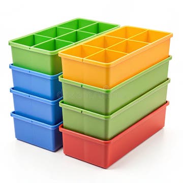 Stackable Storage Bins with Dividers Set Stock Illustration ...