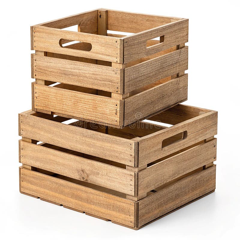 Stackable Wooden Crates Rustic Storage Set Stock Illustration ...