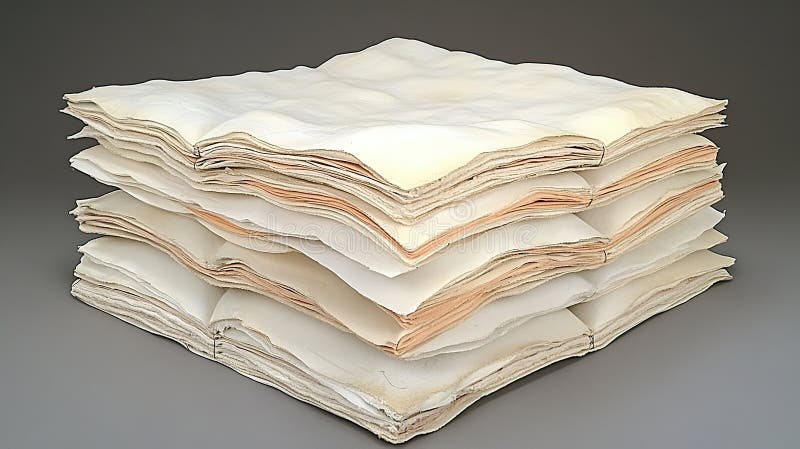 Stacked Aged Paper Sculpture, Studio Backdrop, Art Installation Stock ...