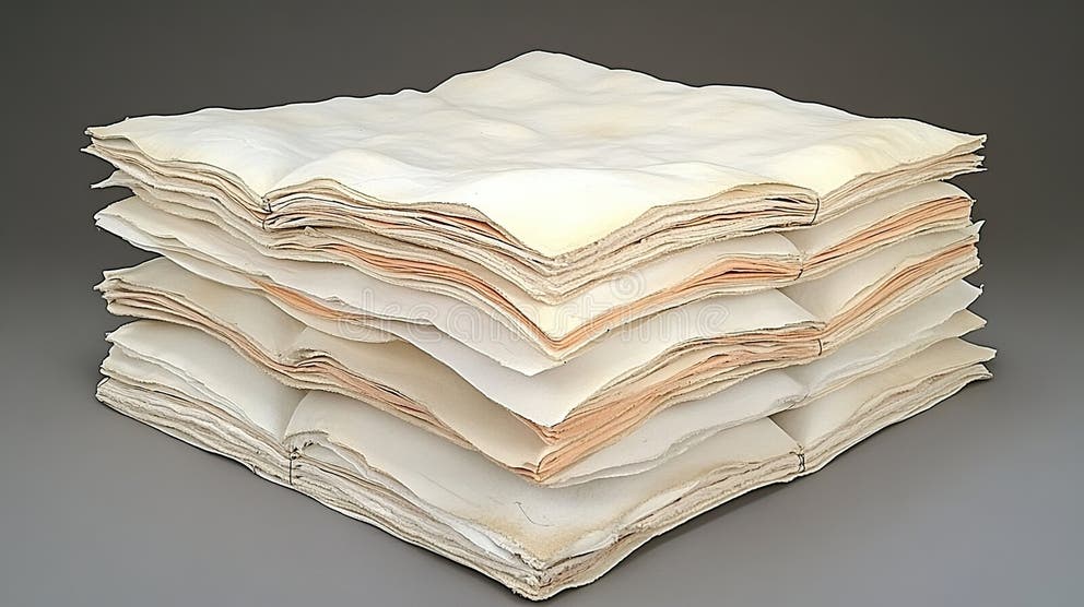 Stacked Aged Paper Sculpture, Studio Backdrop, Art Installation Stock ...