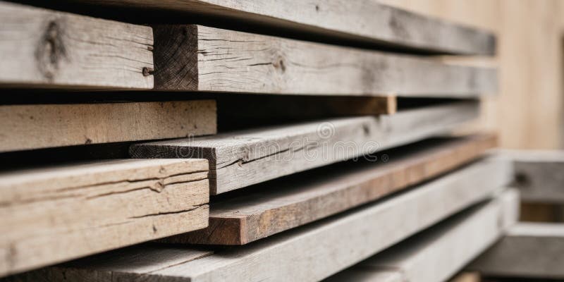Stacked Aged Wooden Beams - Rustic Construction Material. Stock Image ...