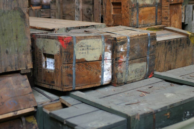 Stacked army boxes 7 stock photo. Image of packing, wall - 7500610