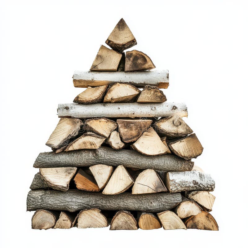 A Stacked Arrangement of Firewood Shaped Like a Pyramid Stock ...