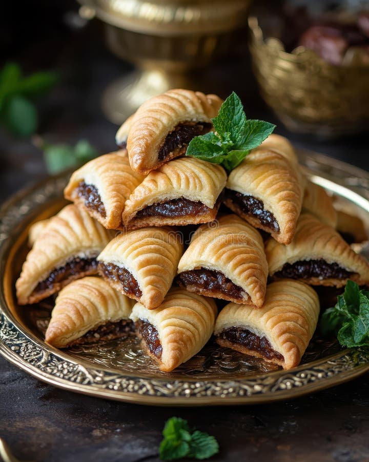 A Stacked Arrangement of Pastry Filled with Dates, Presented on a ...
