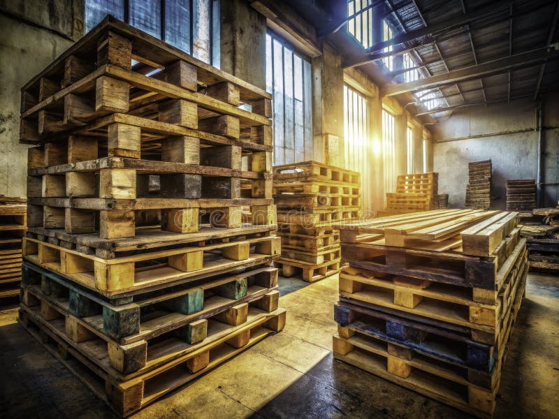 A Stacked Array of Weathered Wooden Pallets: Industrial Photography ...