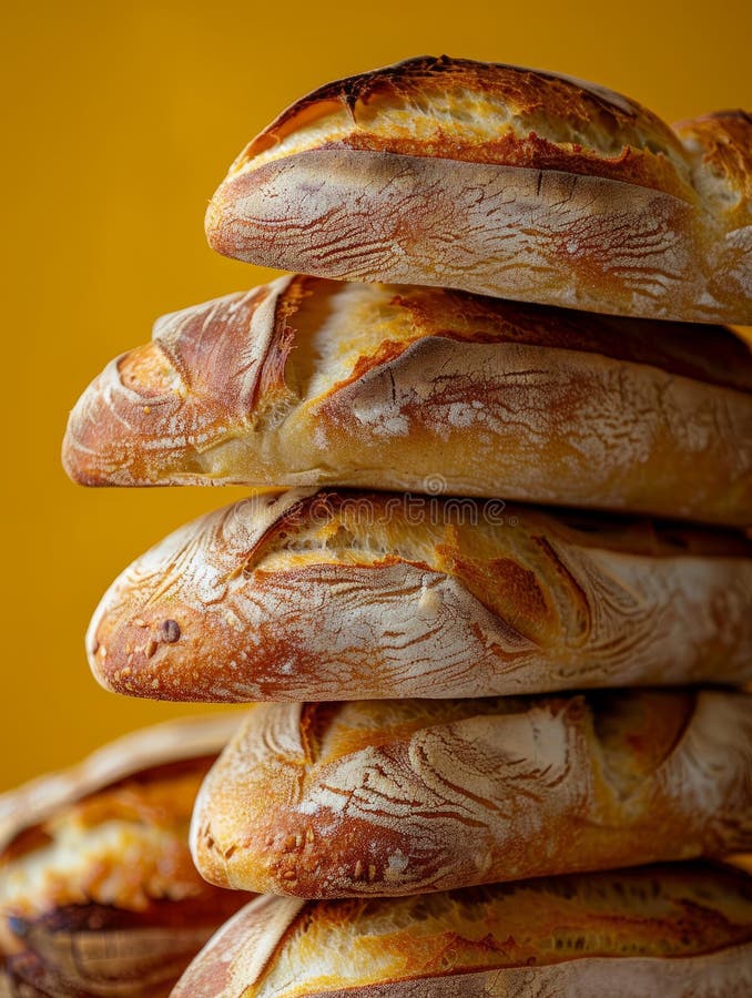 Stacked Loaves of Bread on Shelf in Bakery, Staple Food Stock Photo ...