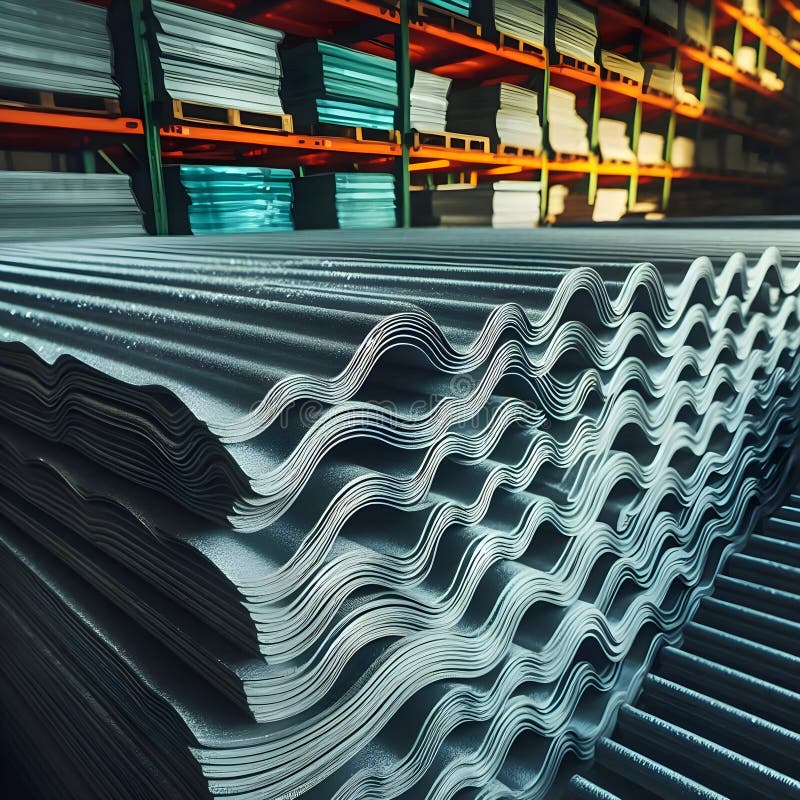 Stacked Asbestos Roofing Sheets with Layered Wavy Texture Inside ...