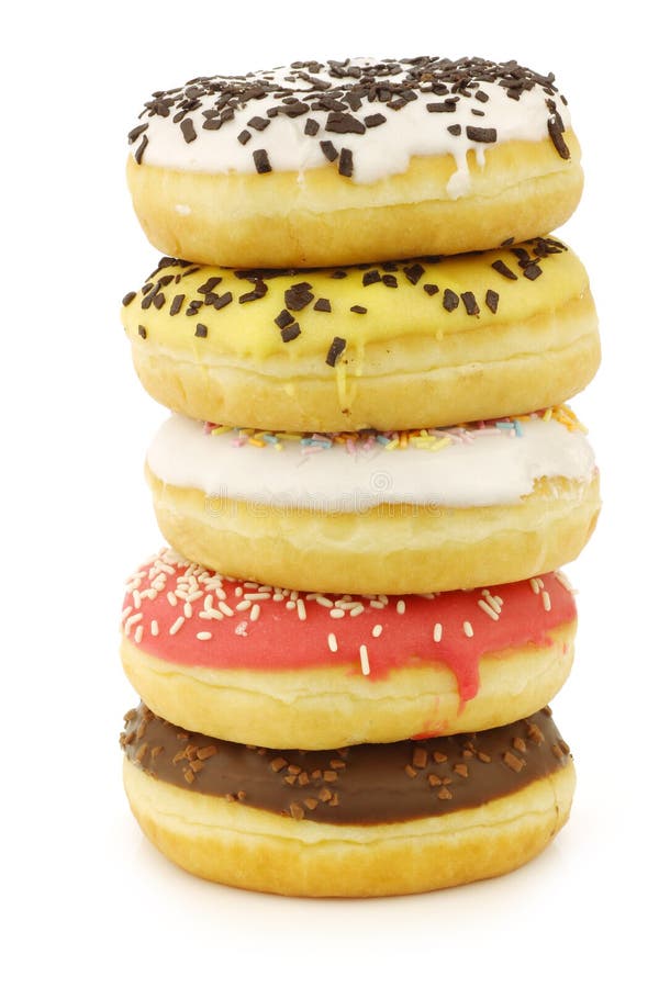 Stacked Donuts stock image. Image of coating, white, dessert - 26881835
