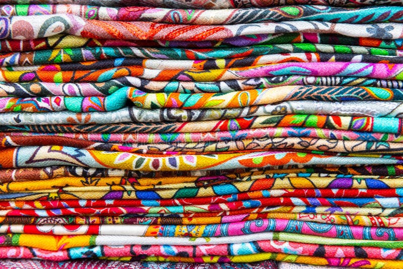 Stacked Assortment of Colorful Fabric for Sale Stock Image - Image of ...
