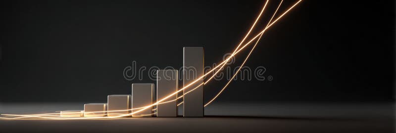 Stacked Bar Chart Shows Growth with Light Trails on a Dark Background ...