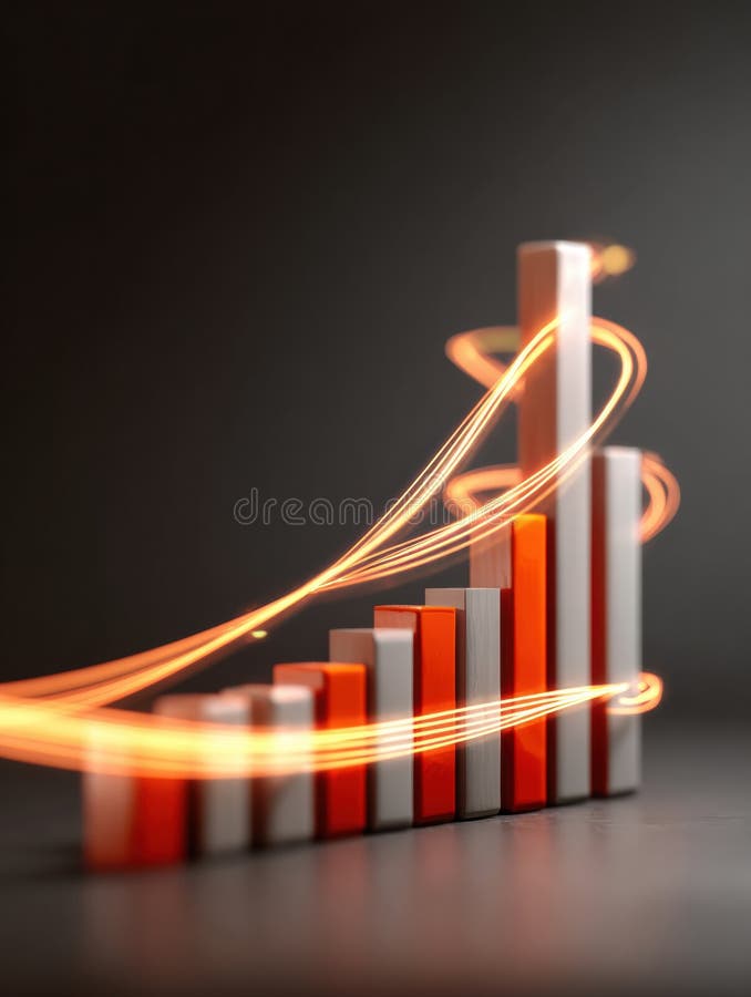 Stacked Bar Chart Illustrates Growth and Progress with Light Trail on ...