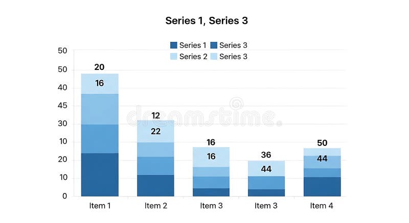 Stacked Bar Chart: Series 1, 2, & 3 Data Comparison Stock Illustration ...