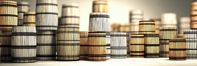 Stacked Barrels Arranged in Geometric Patterns on a Neutral Background ...