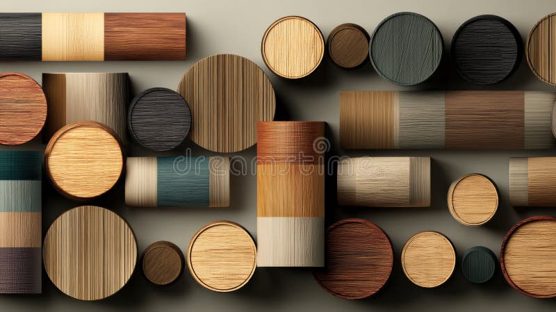 Barrels Stacked Geometric Patterns Neutral Background Showcasing Blend ...