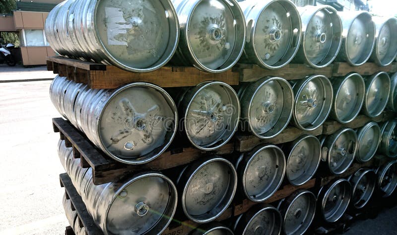 Stacked Beer Barrels Outdoors Stock Photo - Image of outdoors, barrels ...