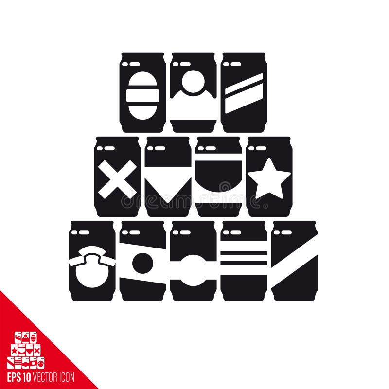 Stacked Beer Cans Vector Glyph Icon Stock Vector - Illustration of ...