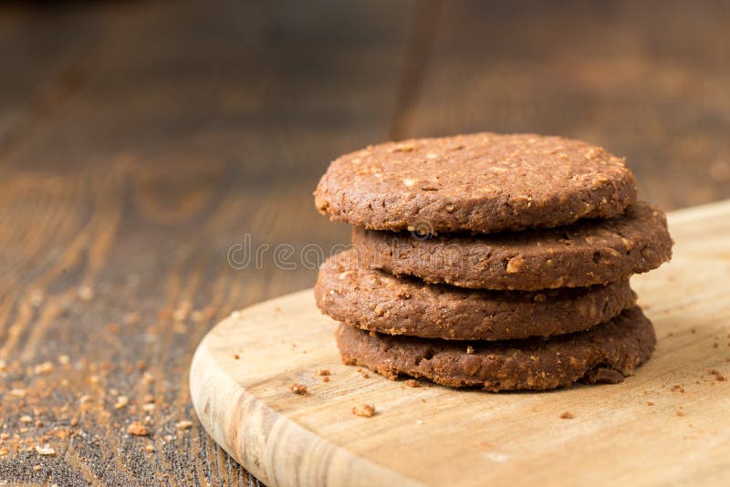 Stacked Biscuits on Natural Wooden Table. Stock Image - Image of wood ...