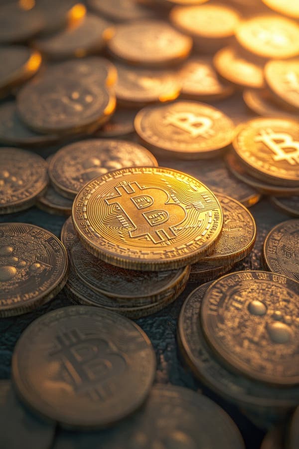 Stacked Bitcoins stock photo. Image of digital, generated - 376493520