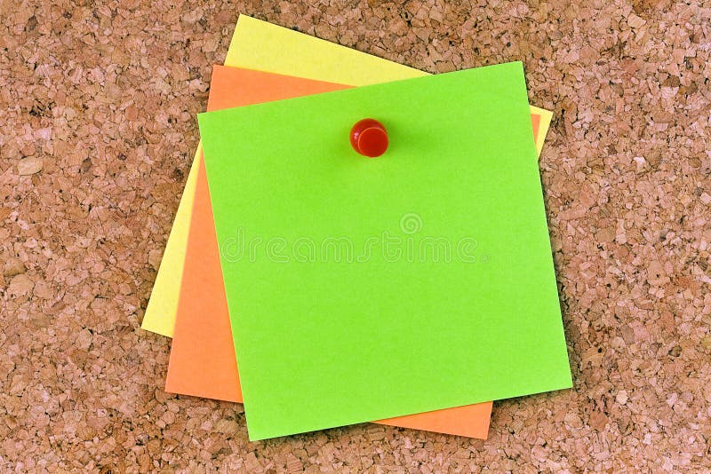 Stacked Blank Colored Post-its Pushpin Stock Image - Image of stacked ...