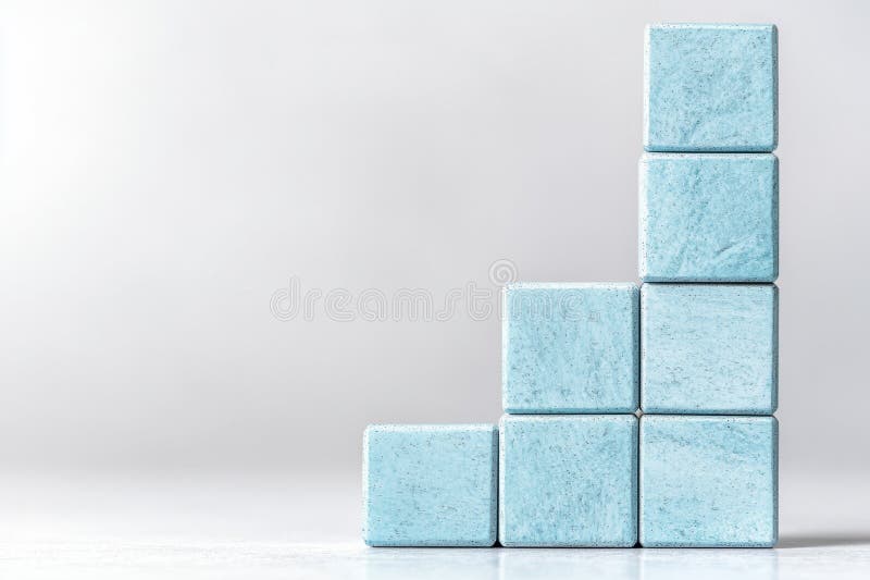Stacked Blue Concrete Cubes on White Background Stock Illustration ...