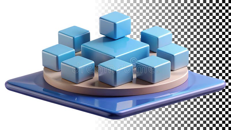 Stacked Blue Cubic Blocks Structure Construction Building Element Png ...