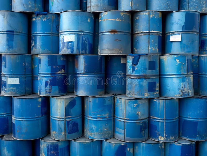 Stacked Blue Industrial Barrels Stock Image - Image of storage ...