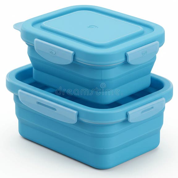 Stacked Blue Plastic Containers with Snap-on Lids. the Containers are ...