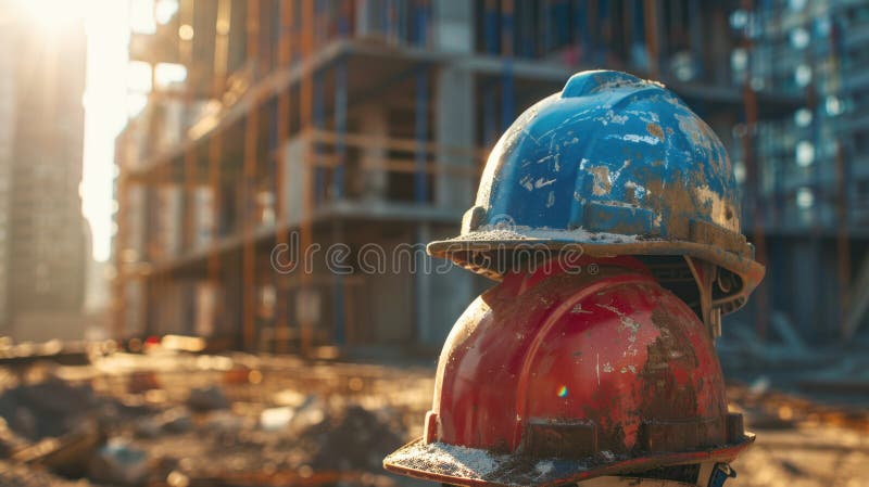 The Construction Safety Helmets. AI Generated Stock Image - Image of ...