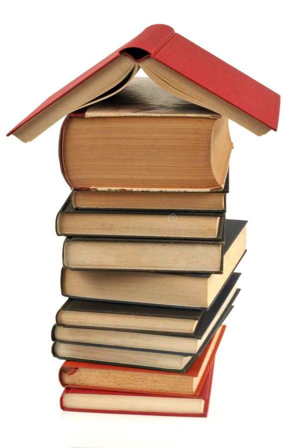 Stack of Books in a House Shape on a White Background Stock Photo ...