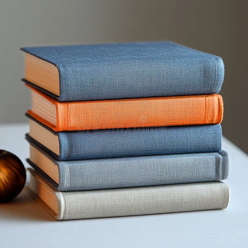 Stacked Books with Colorful Spines on a Light Surface Showcasing Modern ...