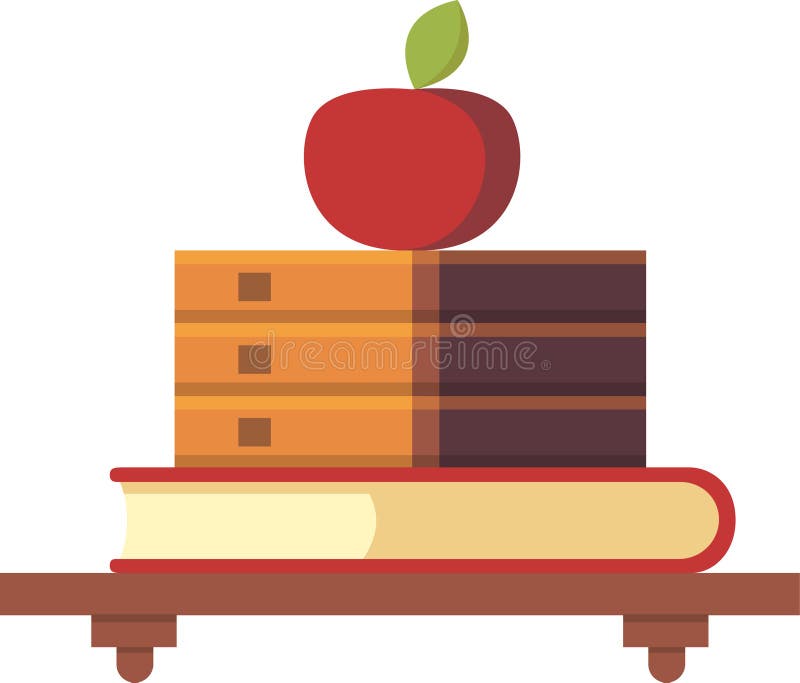 Stacked Books and Notebooks Supporting a Red Apple, Symbolizing ...