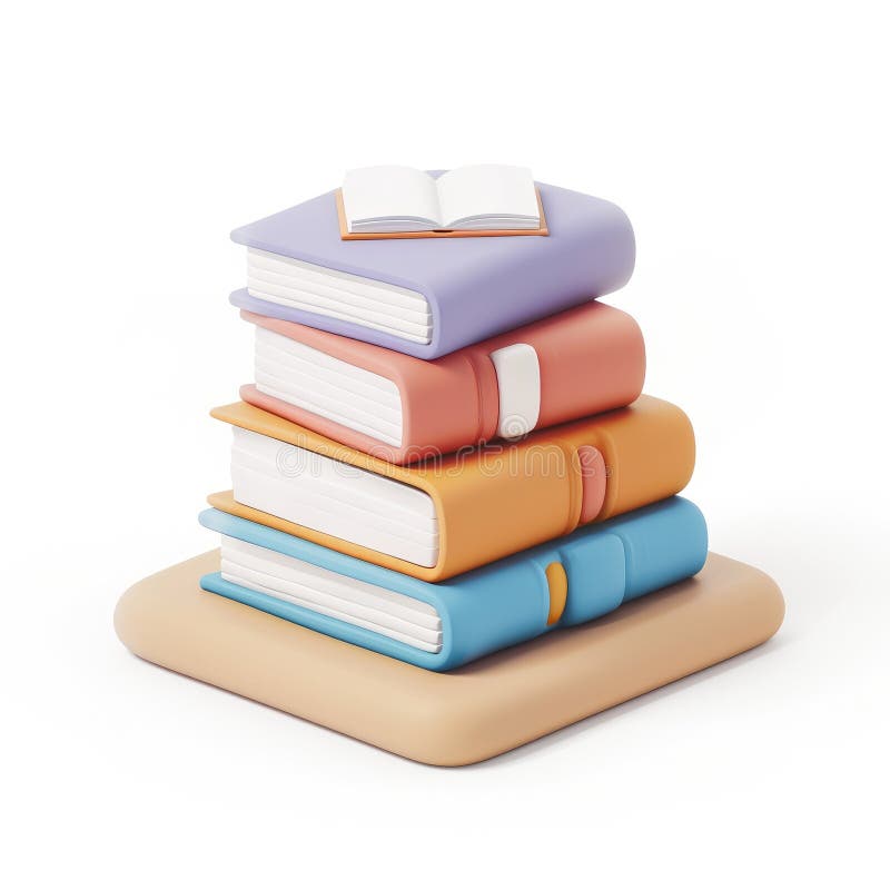 Stack of Colorful Books, 3D Render Illustration Stock Illustration ...