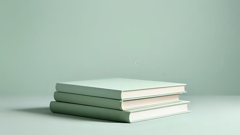 Stacked Books with Plain Covers Placed on a Green Background. Simple ...