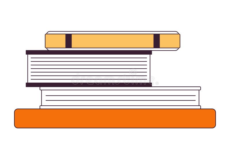 Stacked Books Textbooks 2D Linear Cartoon Object Stock Vector ...