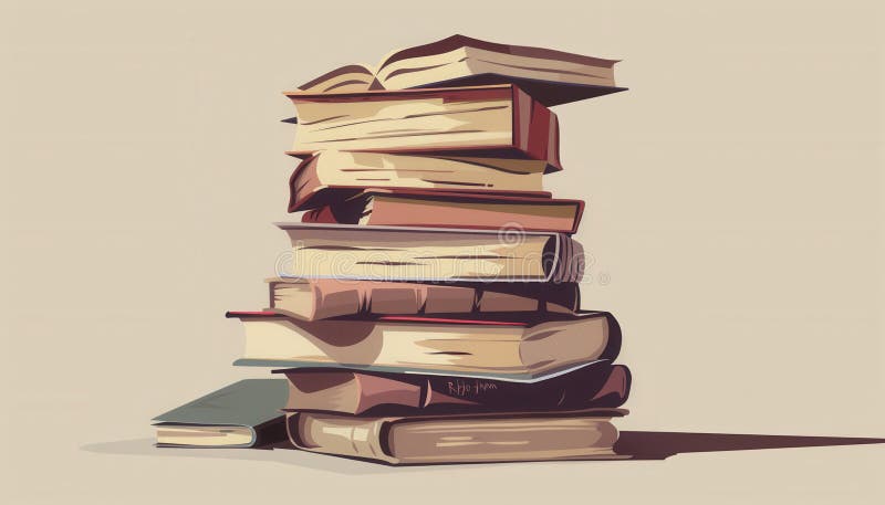 Stacked Books in Various Colors and Sizes Resting on a Neutral ...