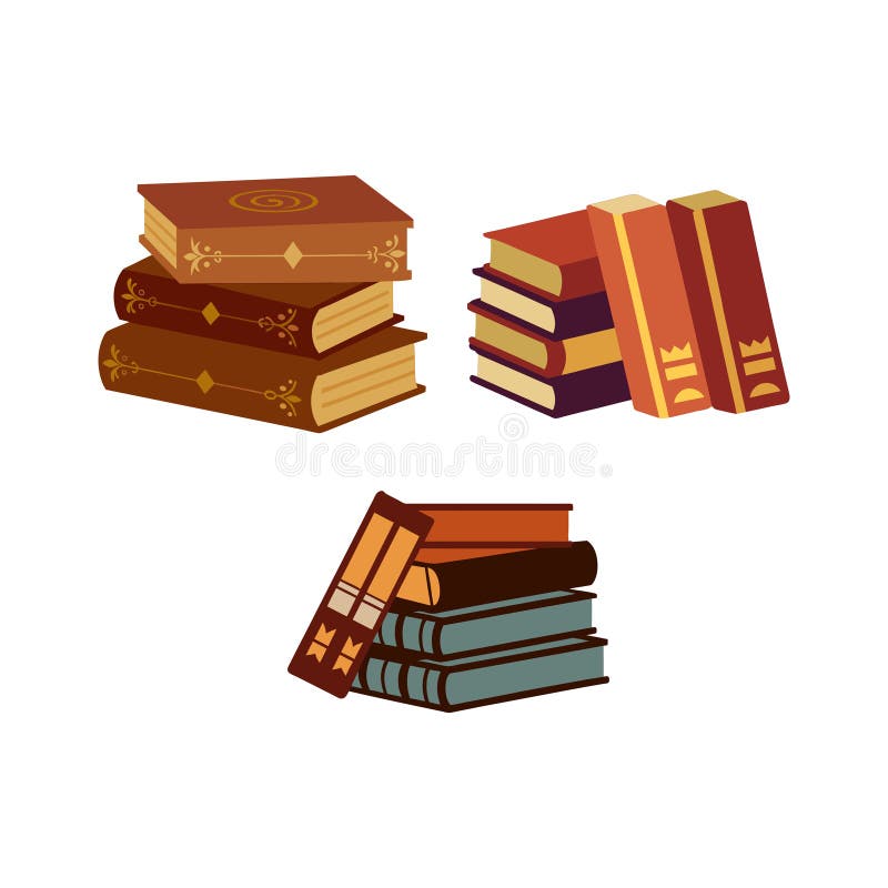 Stacked Books in Various Tones of Brown and Red. Stock Vector ...