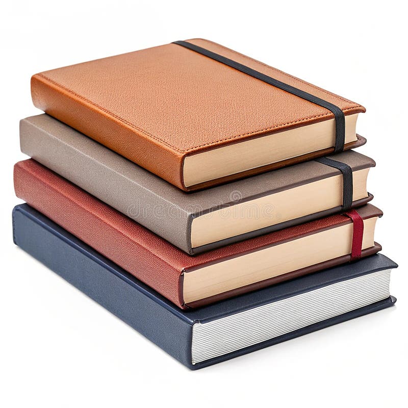 Stacked Books in Varying Colors and Sizes on White Background Stock ...