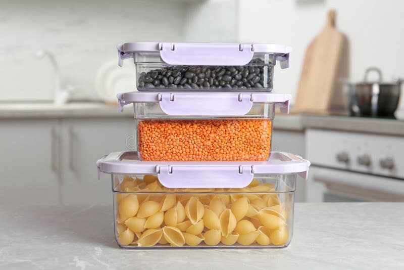 Stacked Boxes with Different Food on Table Stock Image - Image of fresh ...