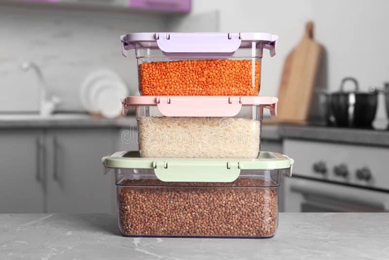 Stacked Boxes with Different Food on Table Stock Image - Image of fresh ...