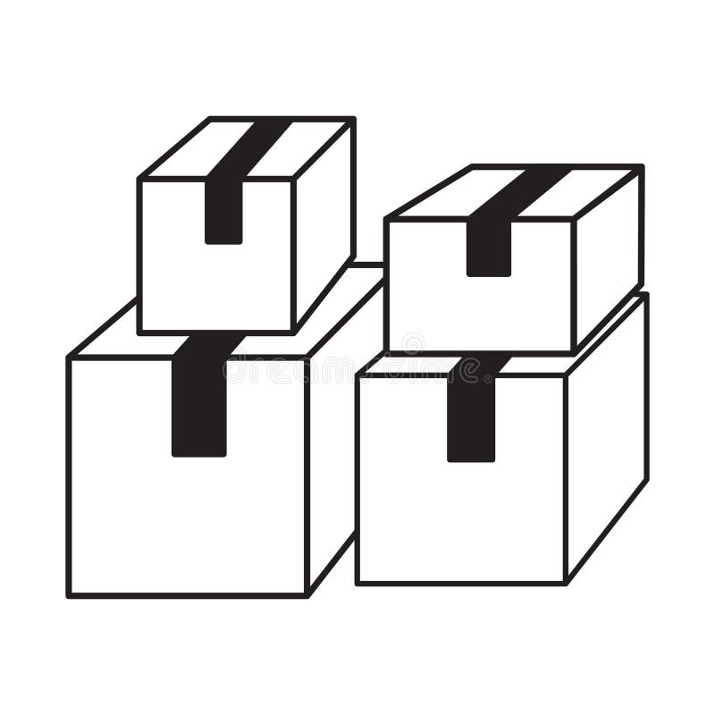 Stacked Boxes Icon. Black Packaging Symbol. Vector Cardboard Boxes ...