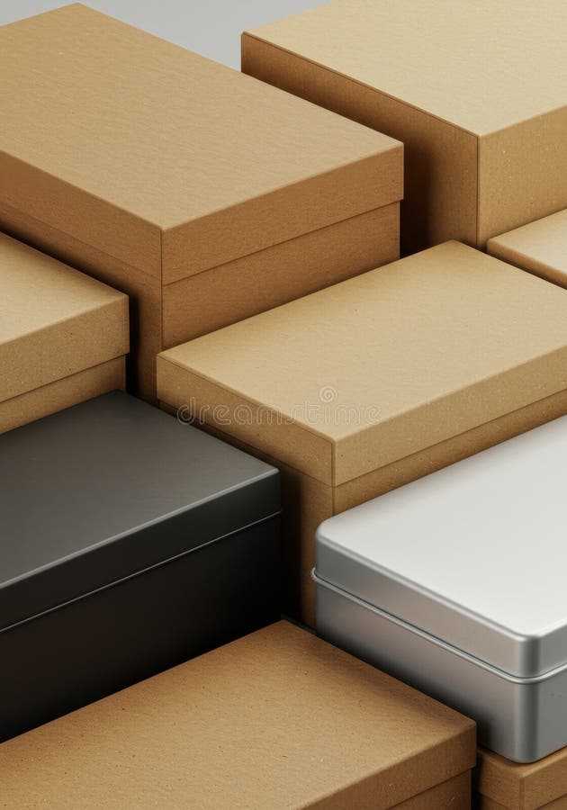 Stacked Boxes of Various Textures and Colors Stock Photo - Image of ...