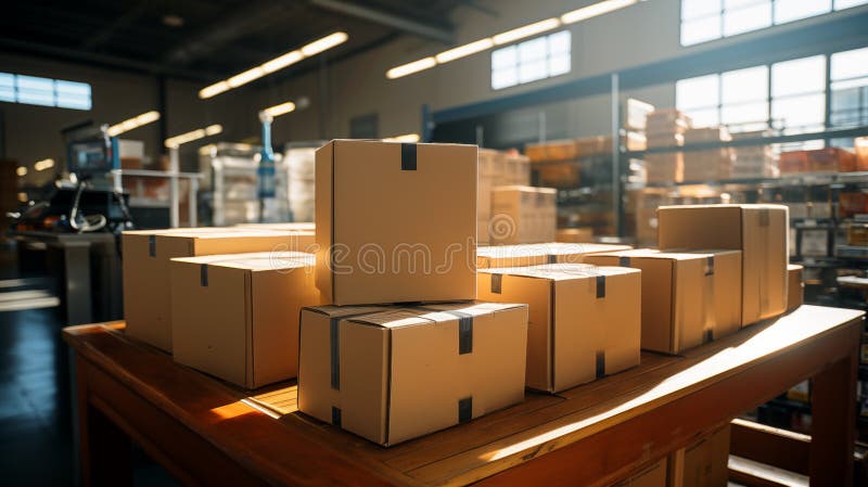 Stacked Boxes on Warehouse Table – Organized Storage for Efficient ...