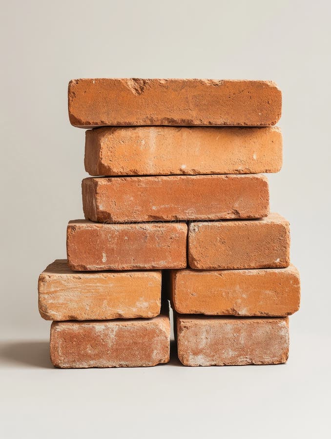 Stacked Bricks Against a Plain Background. Stock Image - Image of ...