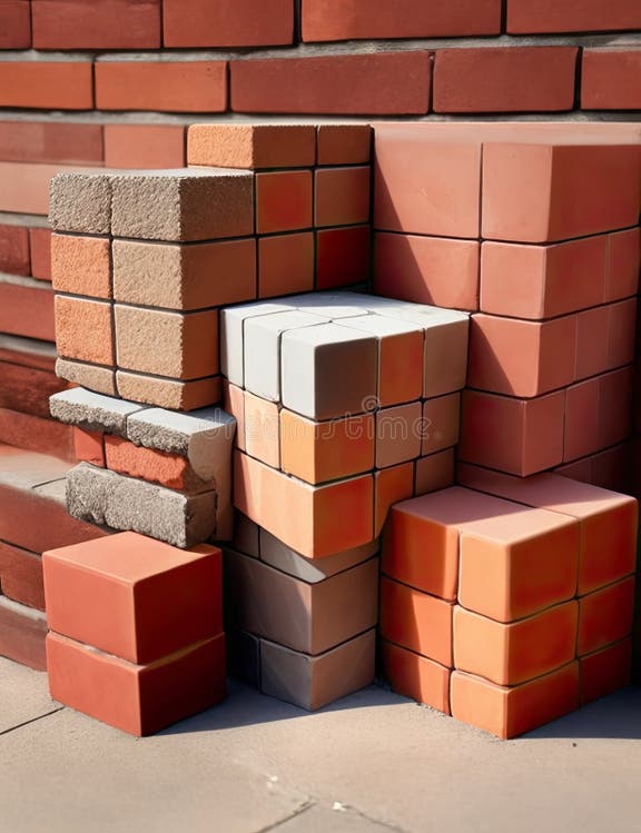 Stacked Bricks Box: Collection of Brick Pieces in a Tightly Packed ...