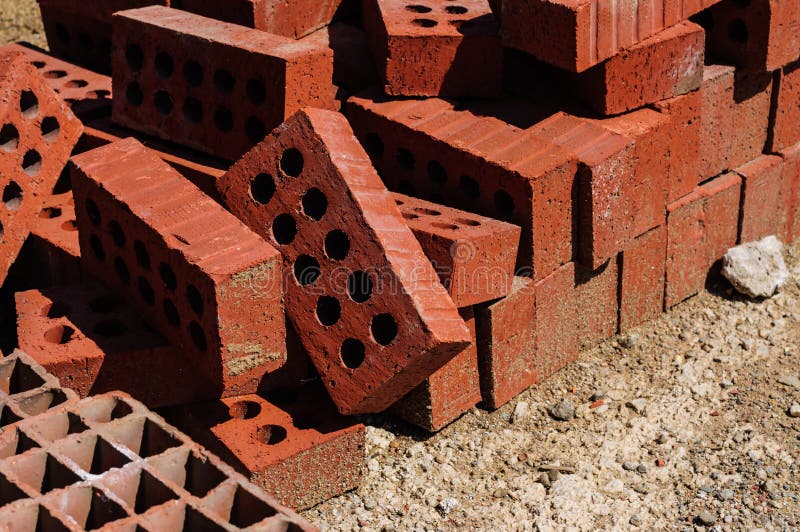 Stacked Bricks on a Construction Area Stock Photo - Image of ...