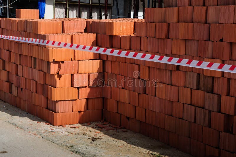 Stacked Bricks on a Construction Area Stock Photo - Image of build ...
